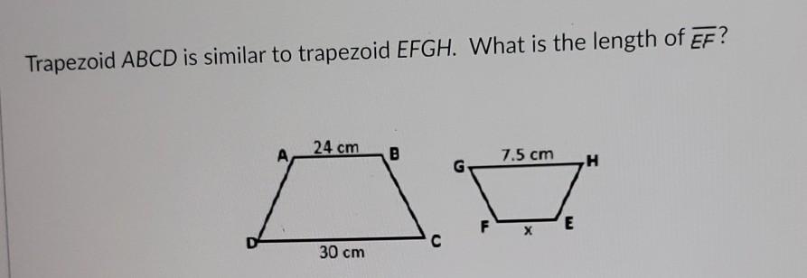 Solved Trapezoid ABCD is similar to trapezoid EFGH. What is | Chegg.com