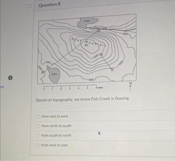 Solved Based on topography, we know Fish Creek is flowing | Chegg.com