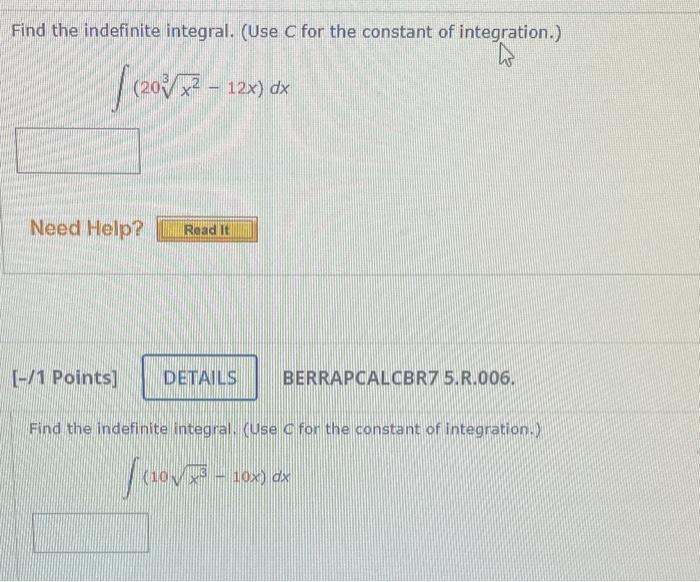 Solved Find the indefinite integral. (Use C for the constant | Chegg.com