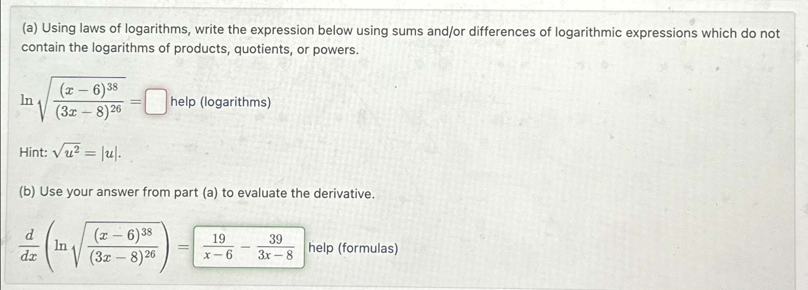 Solved (a) ﻿Using laws of logarithms, write the expression | Chegg.com