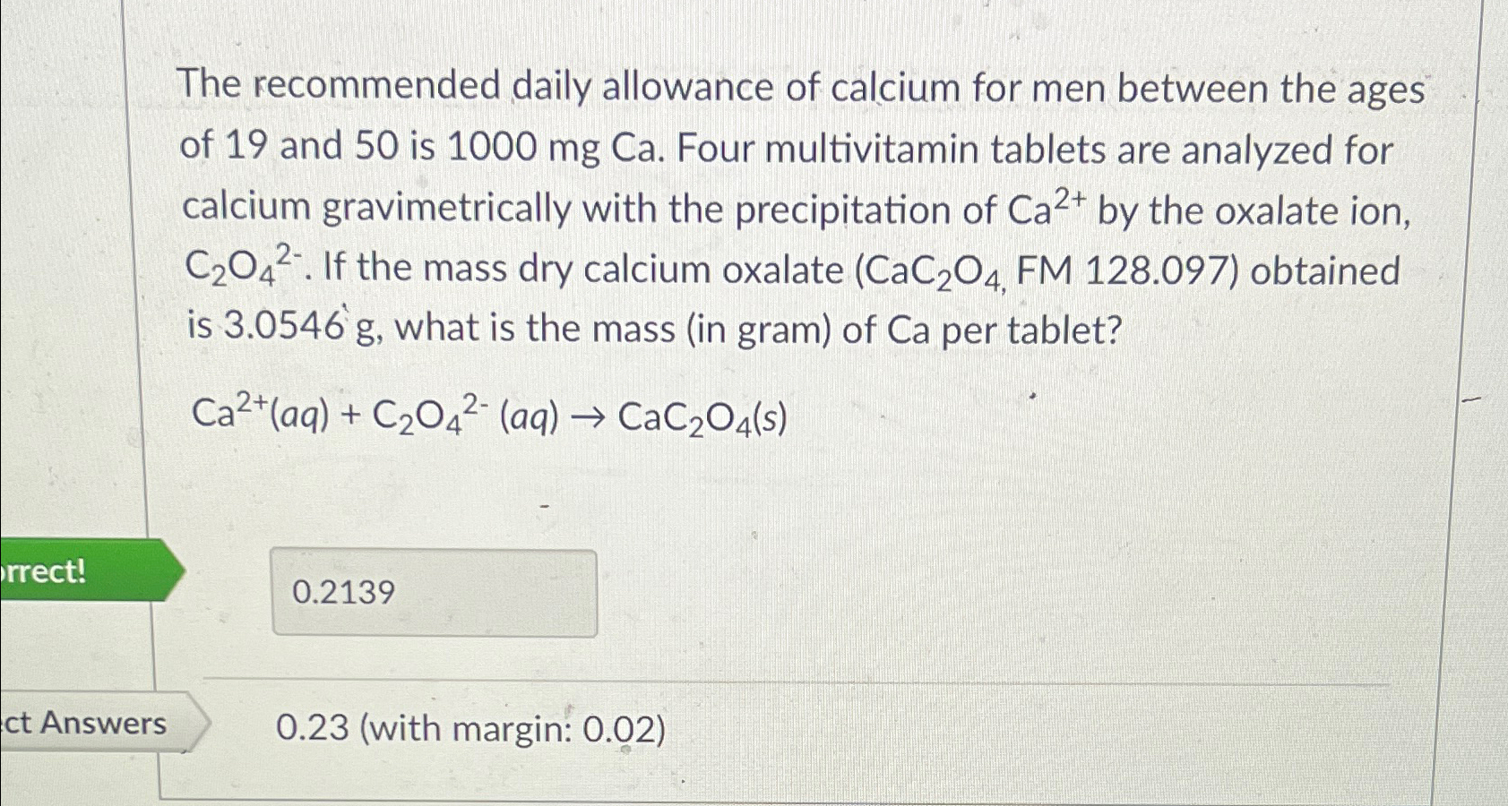 Solved The recommended daily allowance of calcium for men | Chegg.com