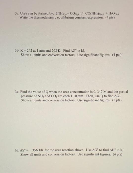 3a. Urea can be formed by: | Chegg.com