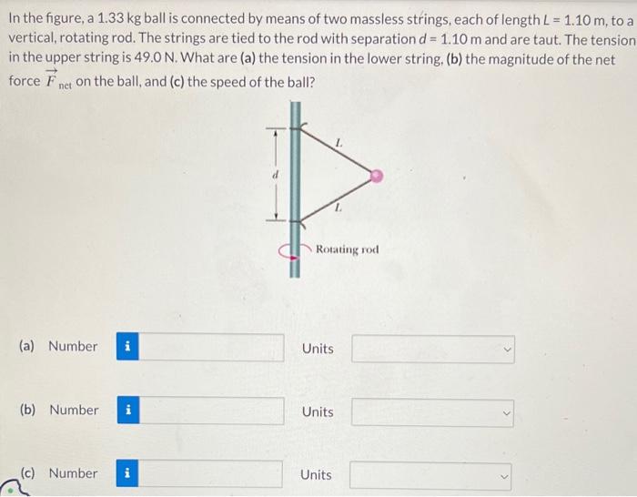 Solved In the figure, a 1.33 kg ball is connected by means | Chegg.com