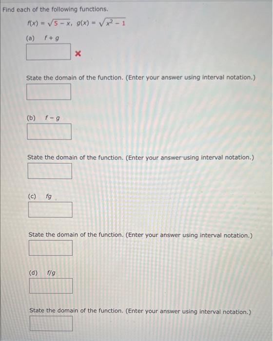Solved Find each of the following functions. | Chegg.com