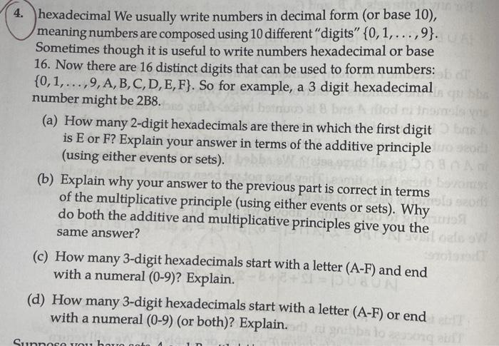 Solved 4. hexadecimal We usually write numbers in decimal | Chegg.com