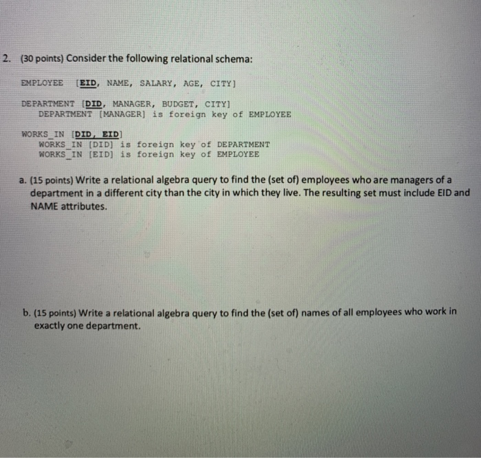 Solved Write a relational algebra query to find the set of | Chegg.com