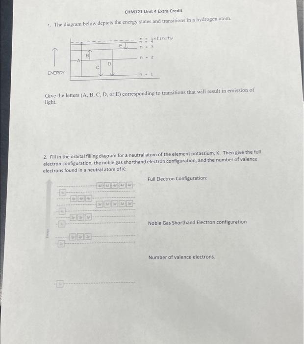 Solved 1. The diagram below depicts the energy states and | Chegg.com