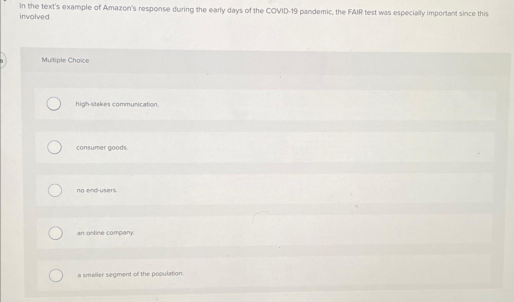 In the text's example of Amazon's response during the | Chegg.com