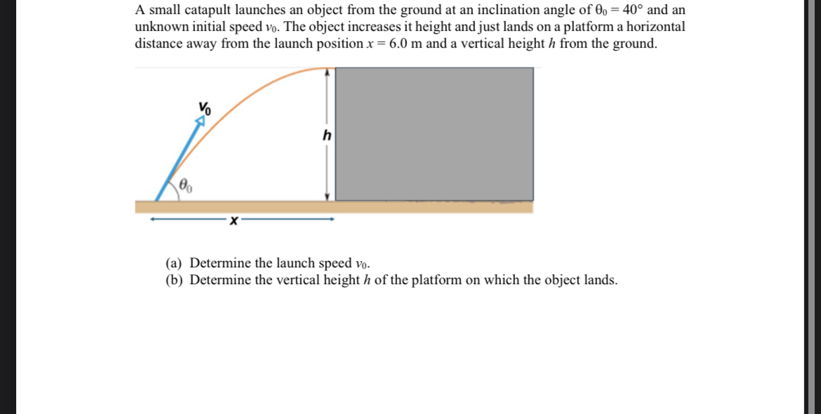 Solved A small catapult launches an object from the ground | Chegg.com