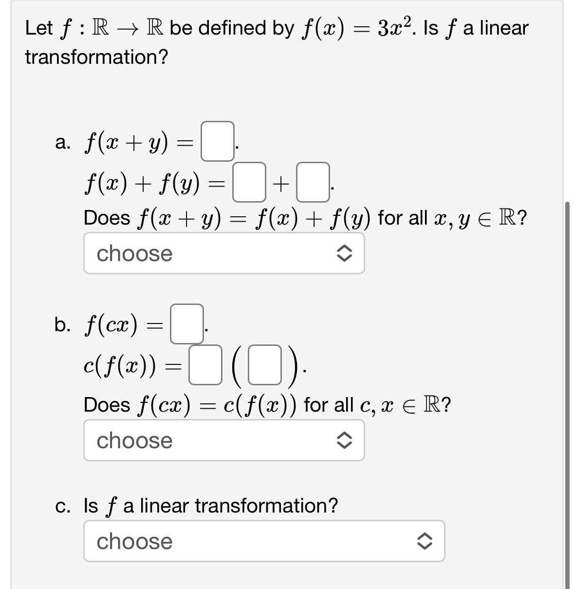 Solved Let f:R→R be defined by f(x)=3x2. Is f a | Chegg.com Solved Let f:R→R be defined by f(x)=3x2. Is f a | Chegg.com