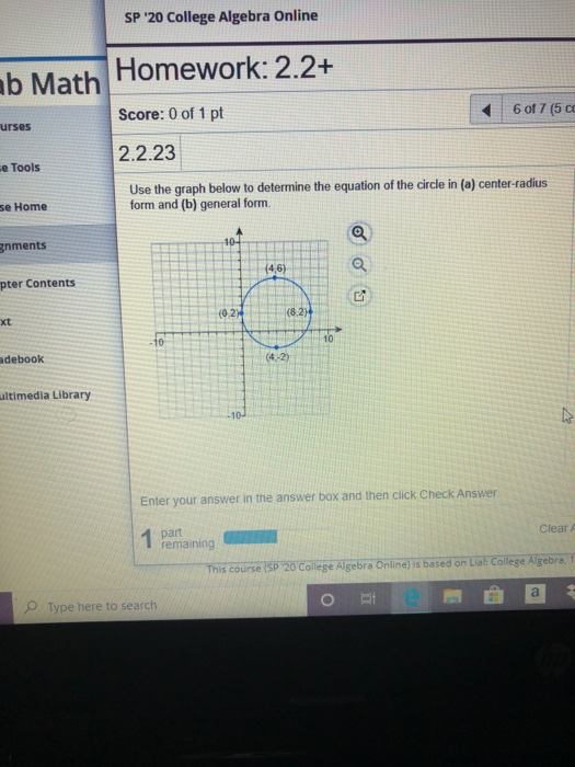 Solved SP '20 College Algebra Online ab Math Homework: 2.2+ | Chegg.com