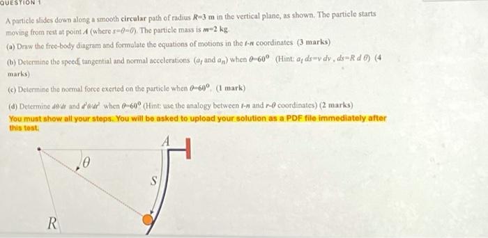 Solved QUESTION A particle slides down along a smooth | Chegg.com