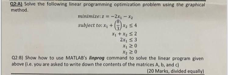 Solved Q2:A) Solve the following linear programming | Chegg.com