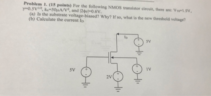 Solved Problem 1. (15 points) For the following NMOS | Chegg.com