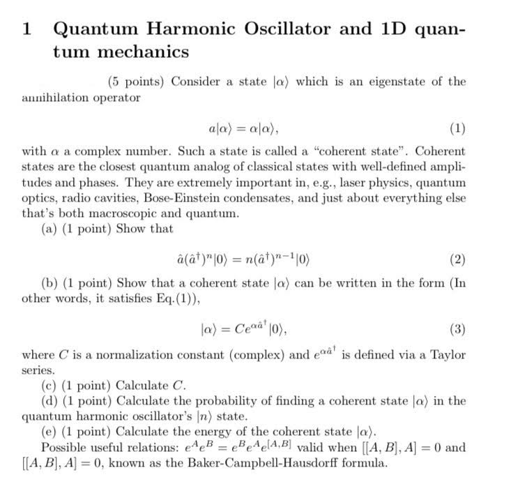 Solved 1 ﻿Quantum Harmonic Oscillator and 1D quan-tum | Chegg.com