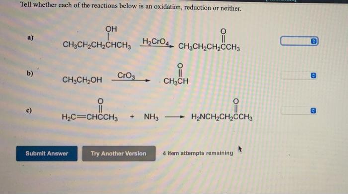 Solved Tell whether each of the reactions below is an | Chegg.com