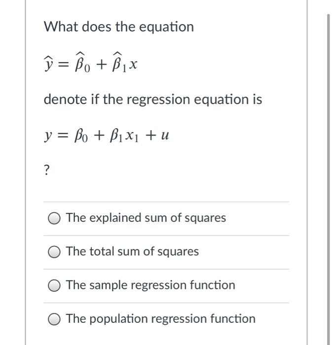 Solved What does the equation ỹ = 80 + Bix denote if the | Chegg.com