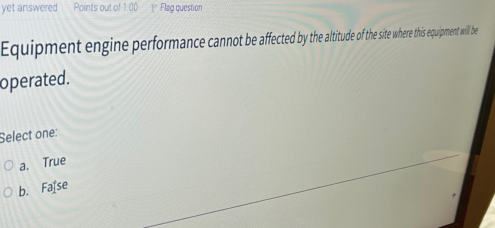 Solved Equipment engine performance cannot be affected by | Chegg.com