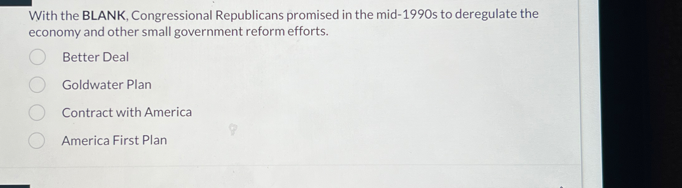 Solved With the BLANK, Congressional Republicans promised in | Chegg.com