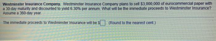 Solved Westminster Insurance Company. Westminster Insurance | Chegg.com
