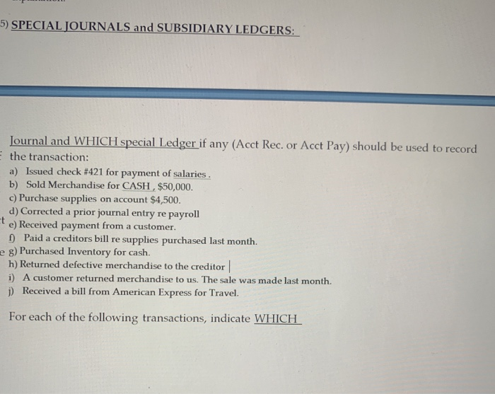 Solved For Journal and WHICH special Ledger if any (Acct | Chegg.com