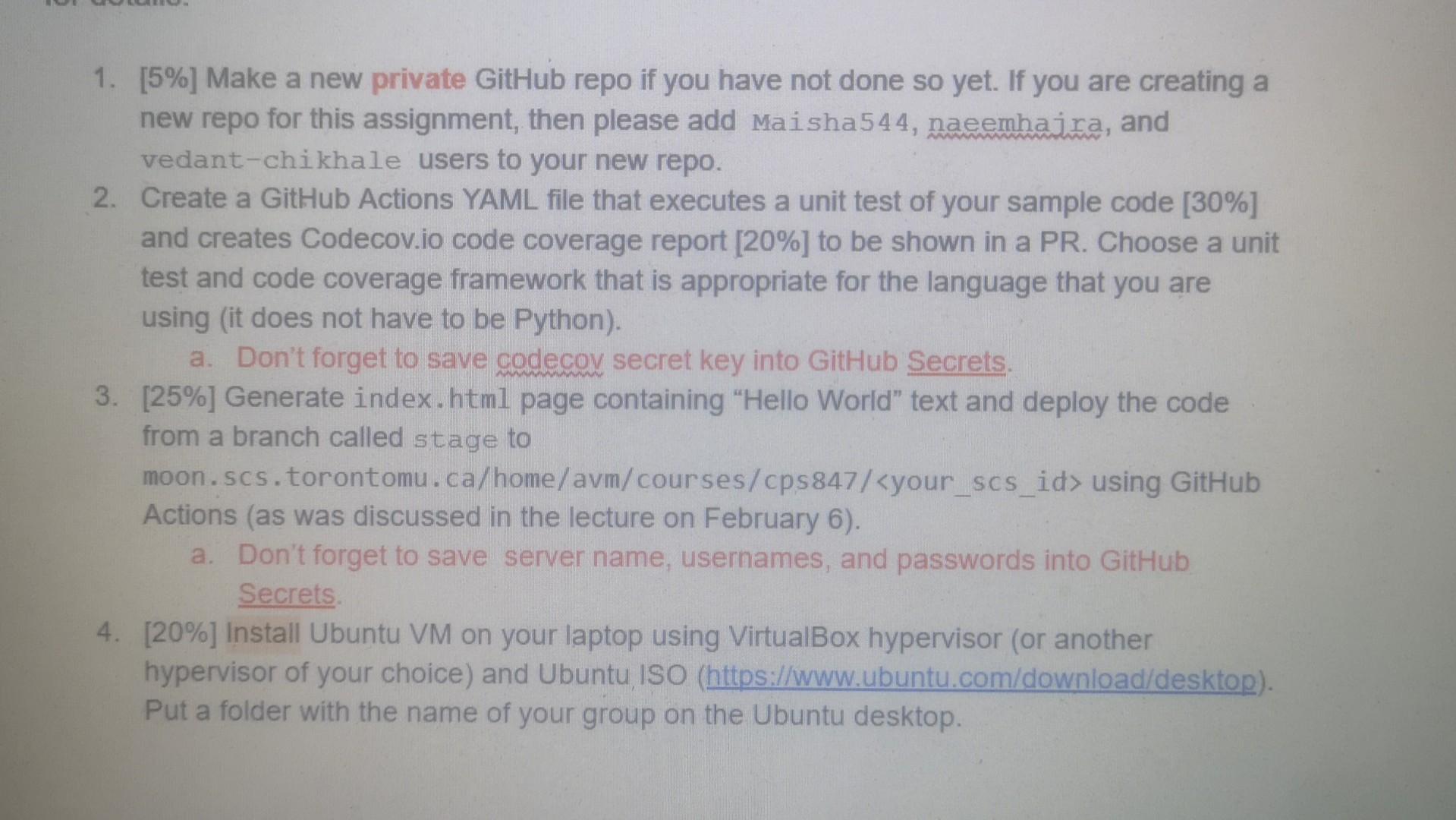 Solved 1. [5\%] Make a new private GitHub repo if you have | Chegg.com