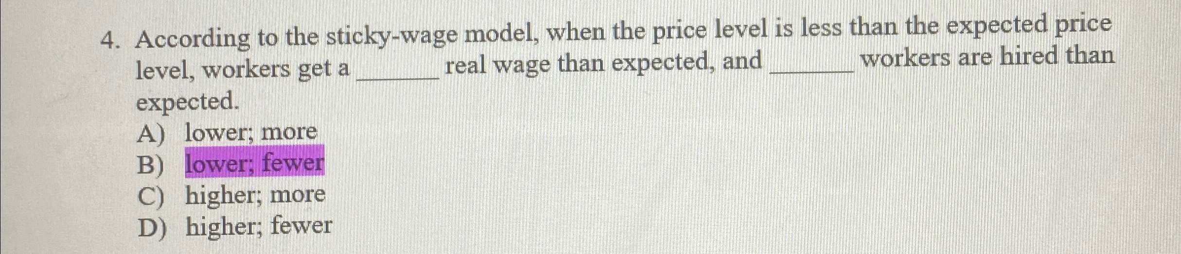 Solved According to the sticky-wage model, when the price | Chegg.com