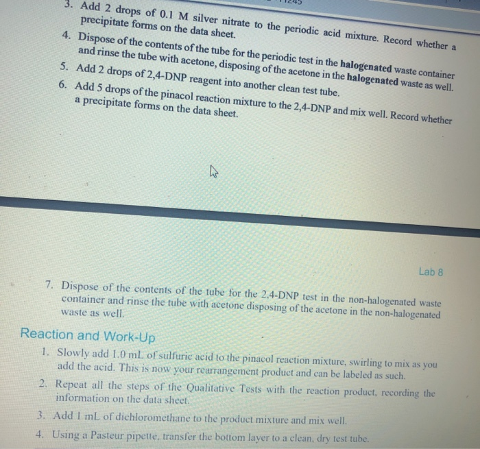 Solved The Pinacol Rearrangement Data And Lab Report | Chegg.com