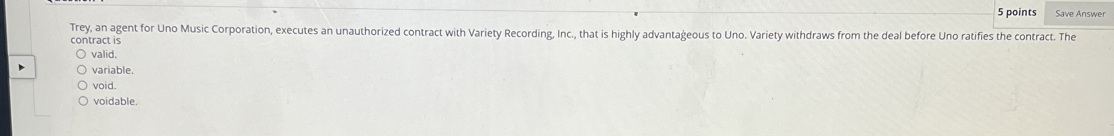 Solved 5 ﻿pointscontract isvalid.variable.void.voidable. | Chegg.com