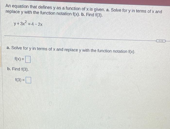 Solved An equation that defines y as a function of x is | Chegg.com