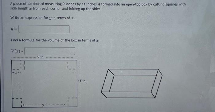 Solved A piece of cardboard measuring 9 inches by 11 inches | Chegg.com