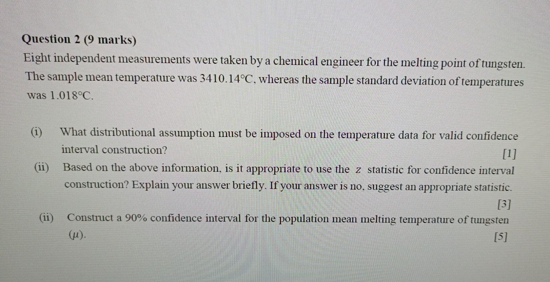 Solved Question 2 (9 marks) Eight independent measurements | Chegg.com