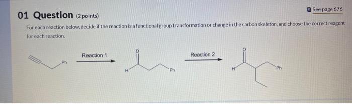 Solved 01 Question (2 points) For each reaction below. | Chegg.com