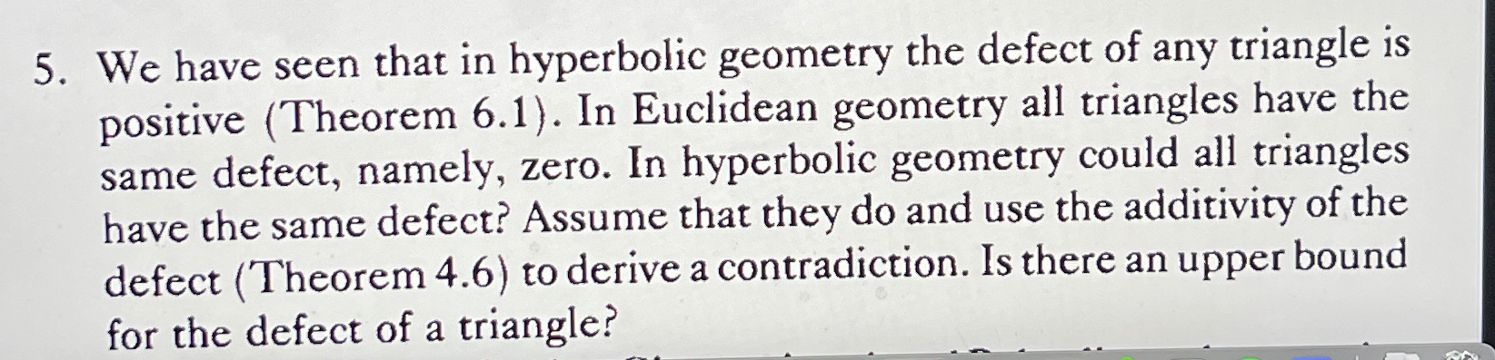 Solved We have seen that in hyperbolic geometry the defect | Chegg.com
