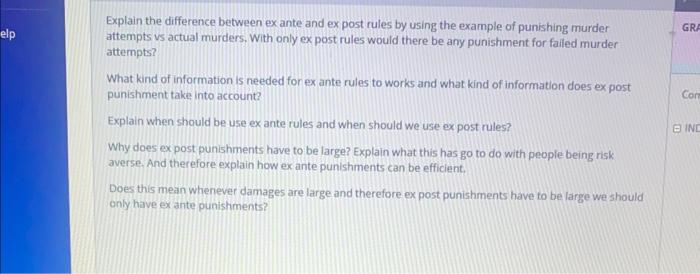 Explain the difference between ex ante and ex post | Chegg.com
