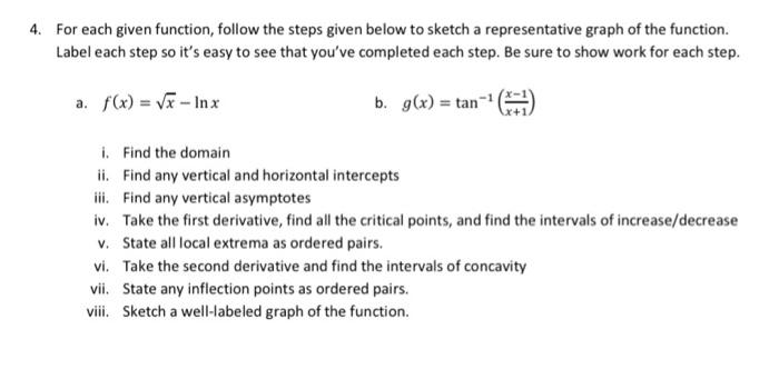 Solved For each given function, follow the steps given below | Chegg.com