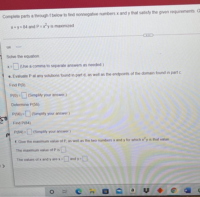 Solved Complete parts a through f below to find nonnegative | Chegg.com