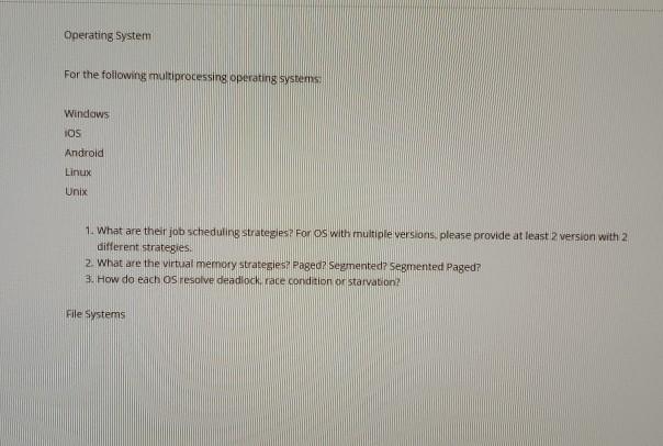 Solved Operating System For the following multiprocessing | Chegg.com