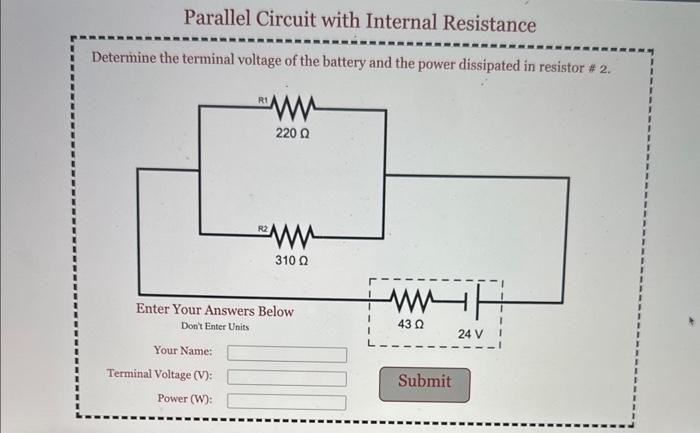 Solved Parallel Circuit with Internal Resistance Determine | Chegg.com