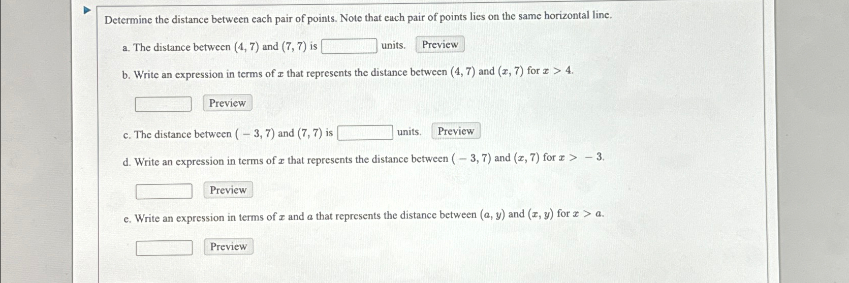 Solved Determine the distance between each pair of points. | Chegg.com