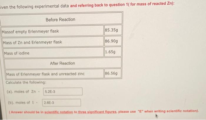 Solved Given The following Experimental Data and referring | Chegg.com