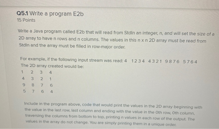 Solved Q5.1 Write a program E2b 15 Points Write a Java | Chegg.com