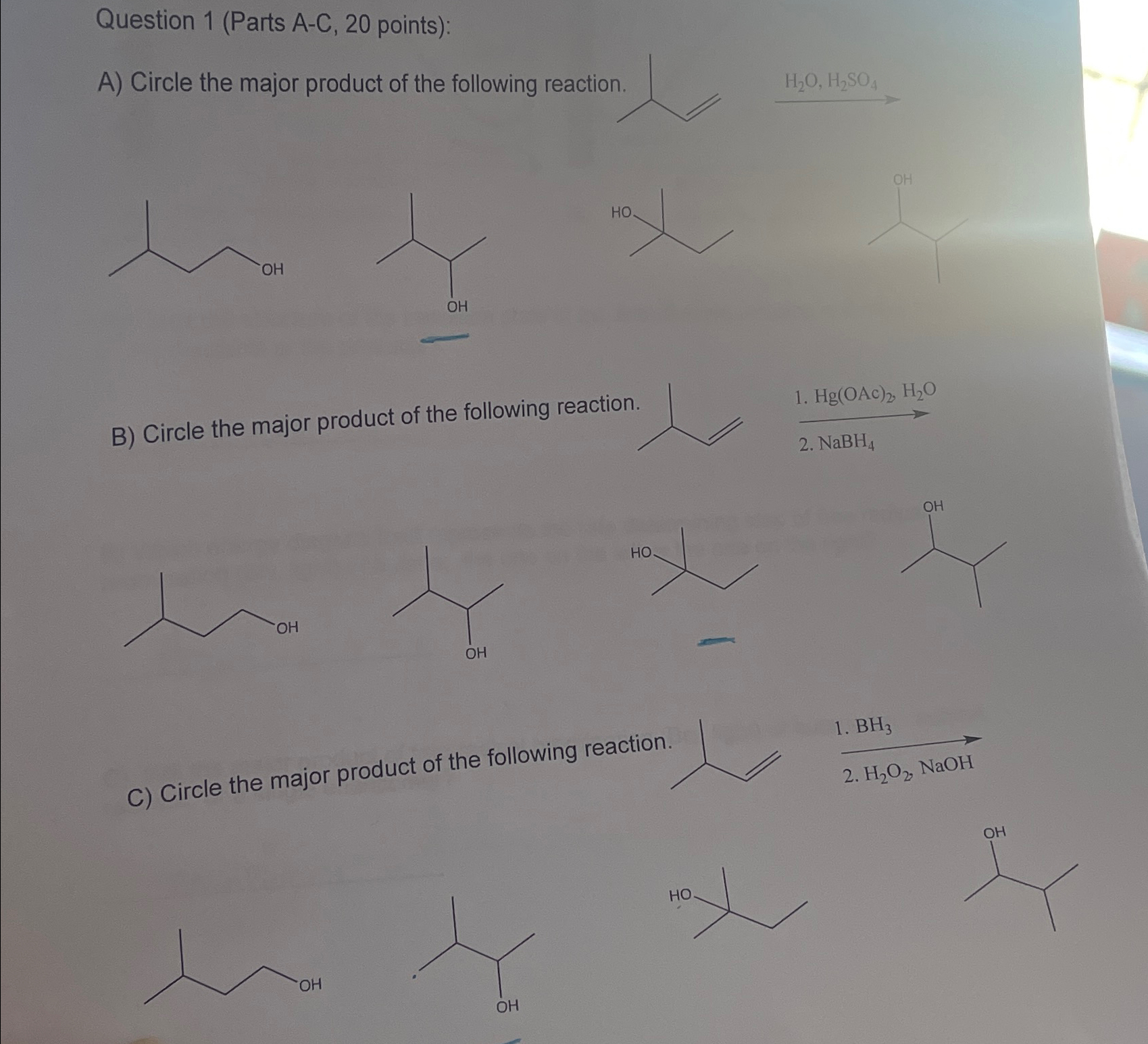 Solved Question 1 (Parts A-C, 20 ﻿points):A) ﻿Circle the | Chegg.com