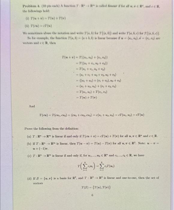 Solved Problem 4. (10 pts emh) A function T:R∗→R−is called | Chegg.com
