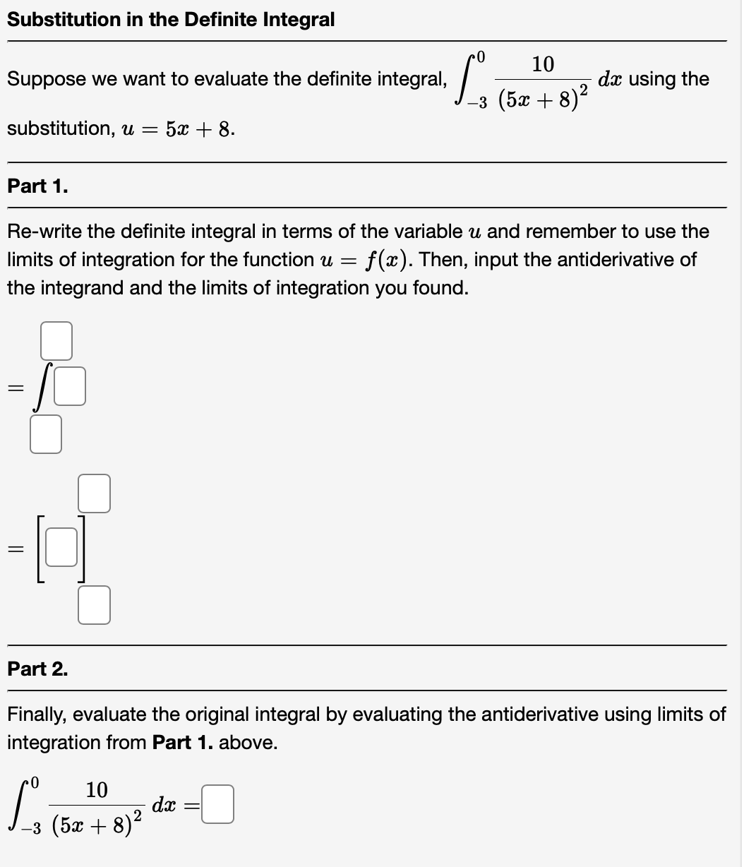Substitution in the Definite IntegralSuppose we want | Chegg.com