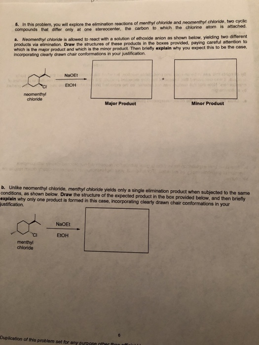 Solved A. draw the major and minor products of Neomenthyl | Chegg.com