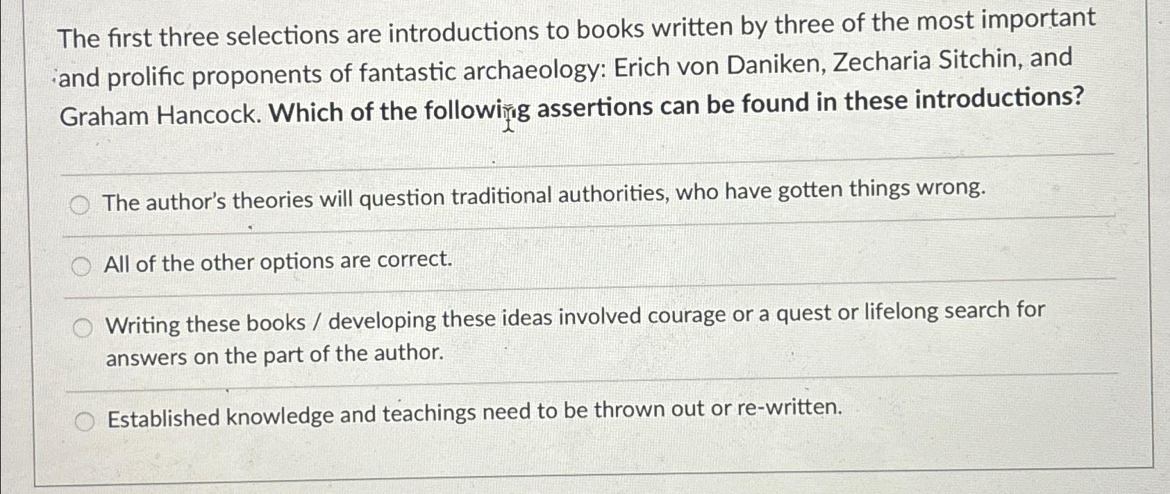 Solved The first three selections are introductions to books | Chegg.com