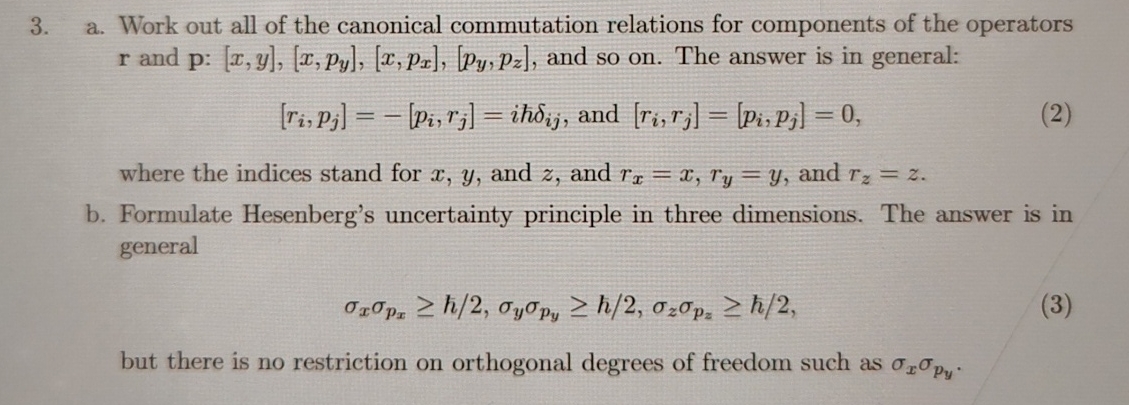 Solved a. ﻿Work out all of the canonical commutation | Chegg.com