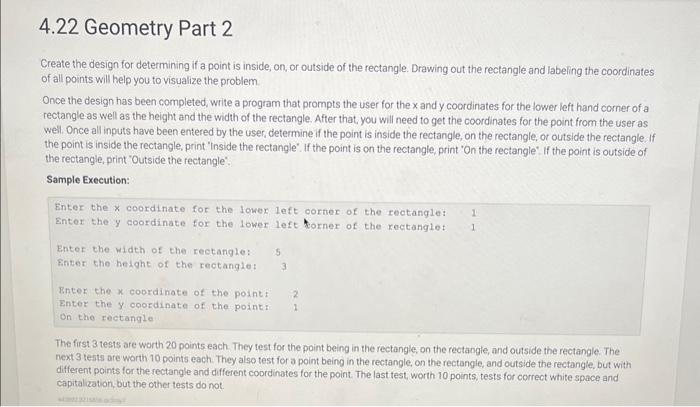 Solved Create the design for determining if a point is | Chegg.com