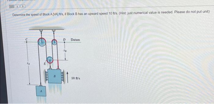 Solved Determine the speed of Block A[VA] fUs, if Block B | Chegg.com